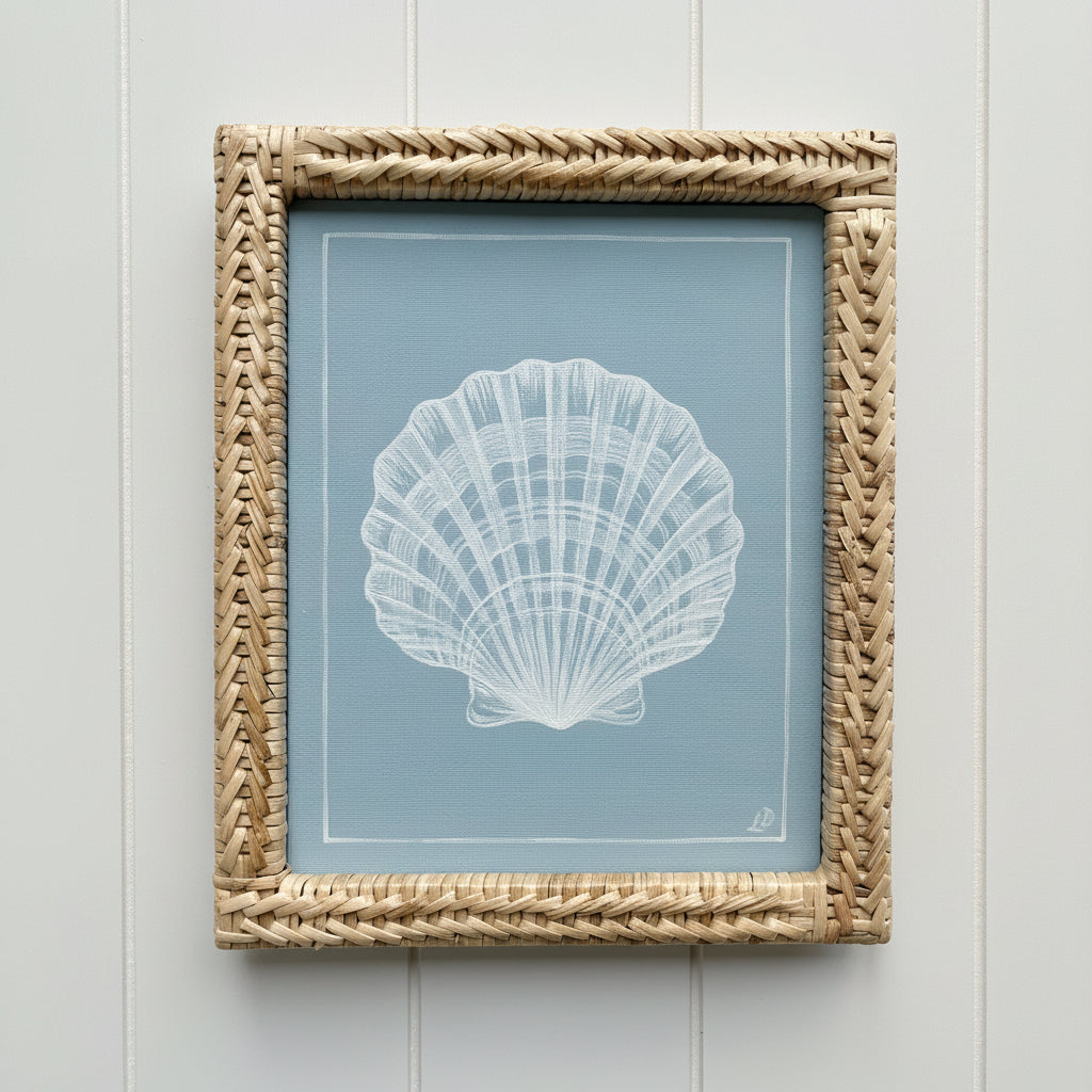 'Scallop Shell on Dusty Blue No.4' Framed Original Painting – Laurie ...