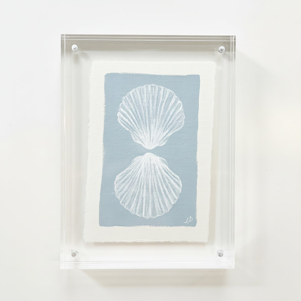 'Scallop Reflection on Dusty Blue' Framed Original Painting – Laurie ...