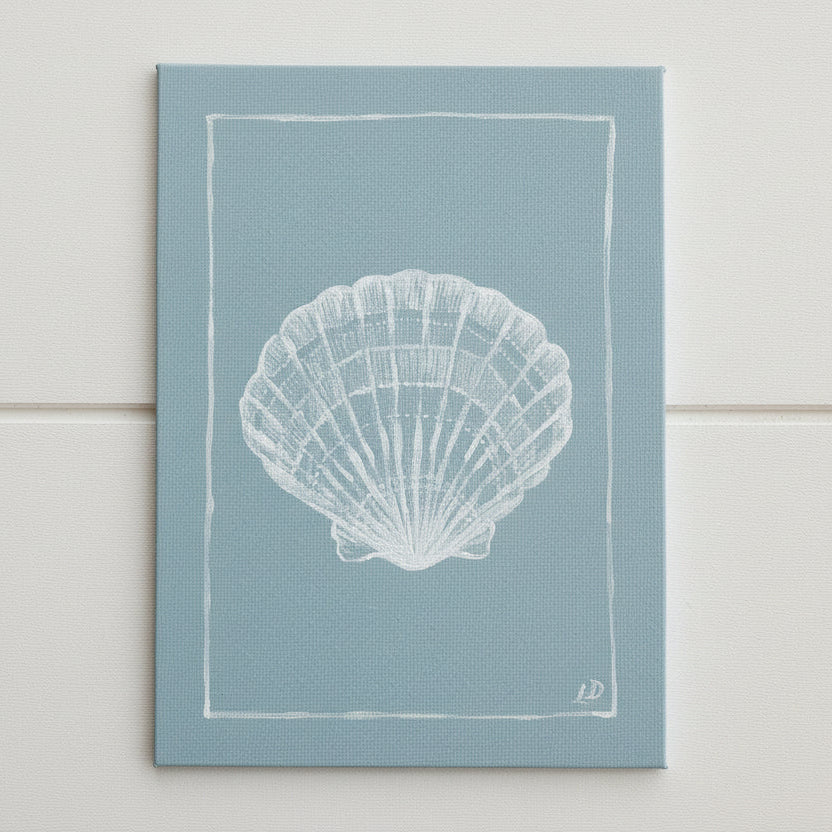 'Scallop Shell on Dusty Blue No.3' Original Painting – Laurie Duncan Art